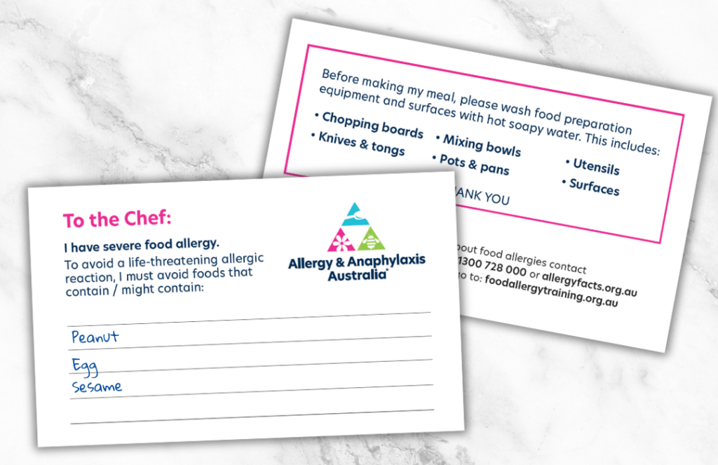 Eating out with food allergies - Allergy & Anaphylaxis Australia